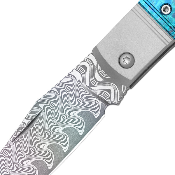 Kizer Trestle | Rainbow Damascus | Aluminum & Crystallized Titanium ...